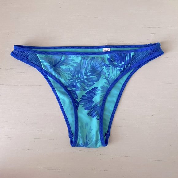 aerie | Swim | Nwot Aerie Cheeky Teal Tropical Print Mesh Bikini ...